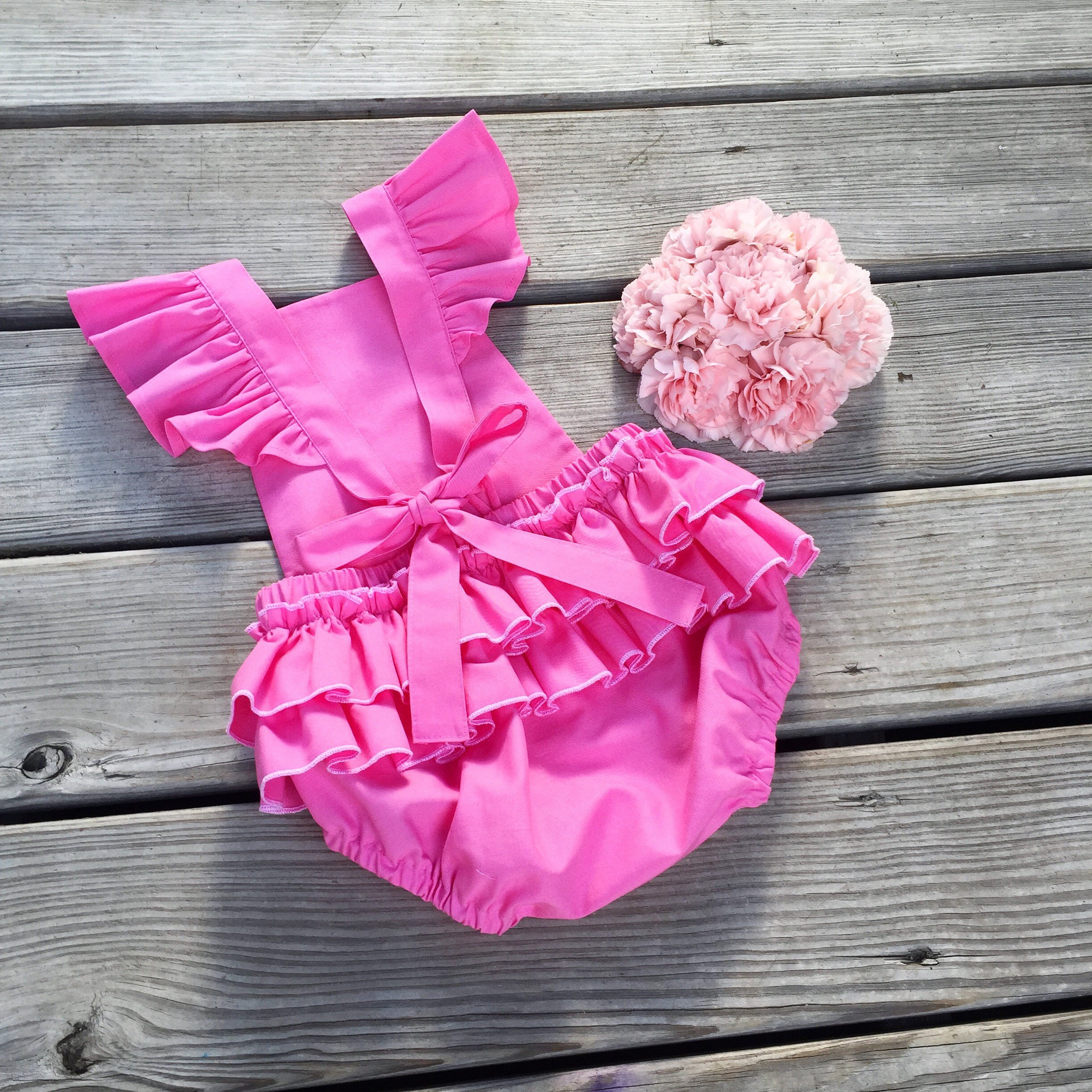 Button Newborn Ruffle Romper, White Romper, Ruffle Bodysuit, First ...