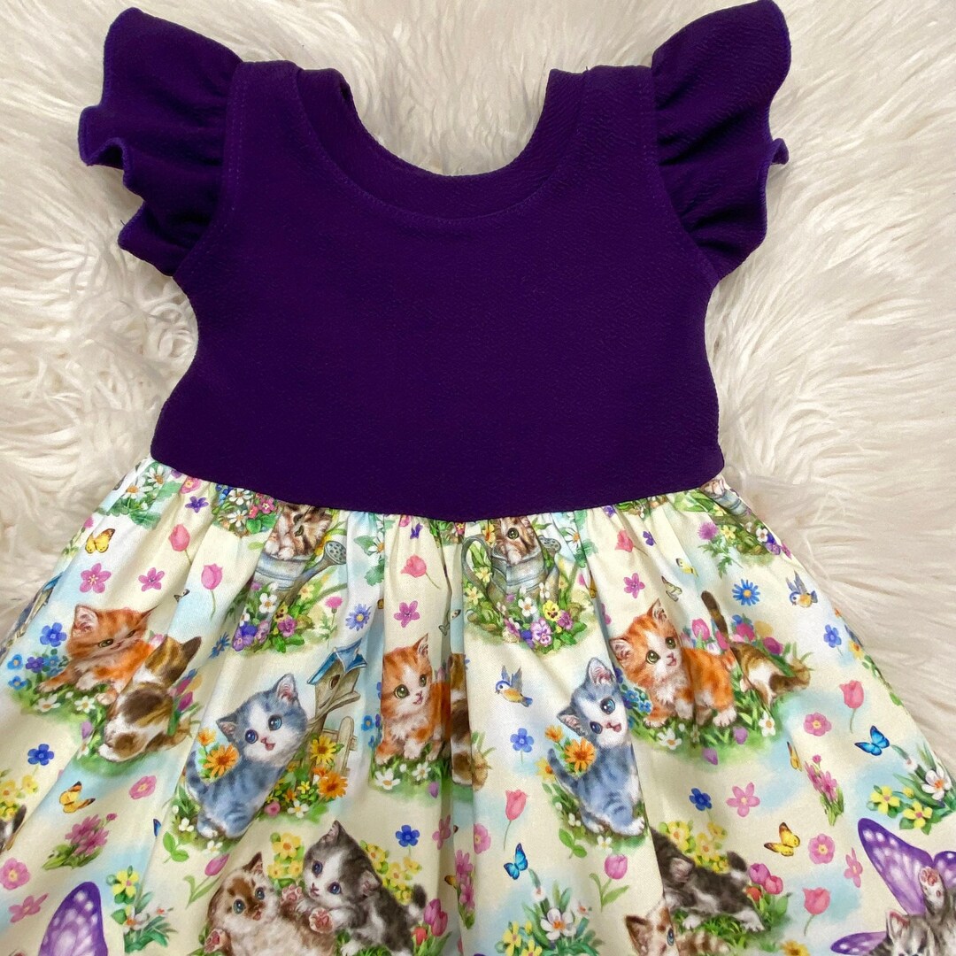 Girls Kitty Cat Toddler Birthday Outfit, Butterfly Dress, Kitten Dress ...