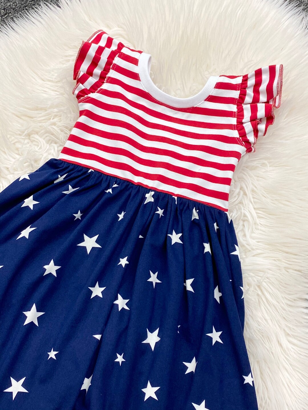 American Flag Star Stripes Girls Dress / Girls Independence Day Outfits ...