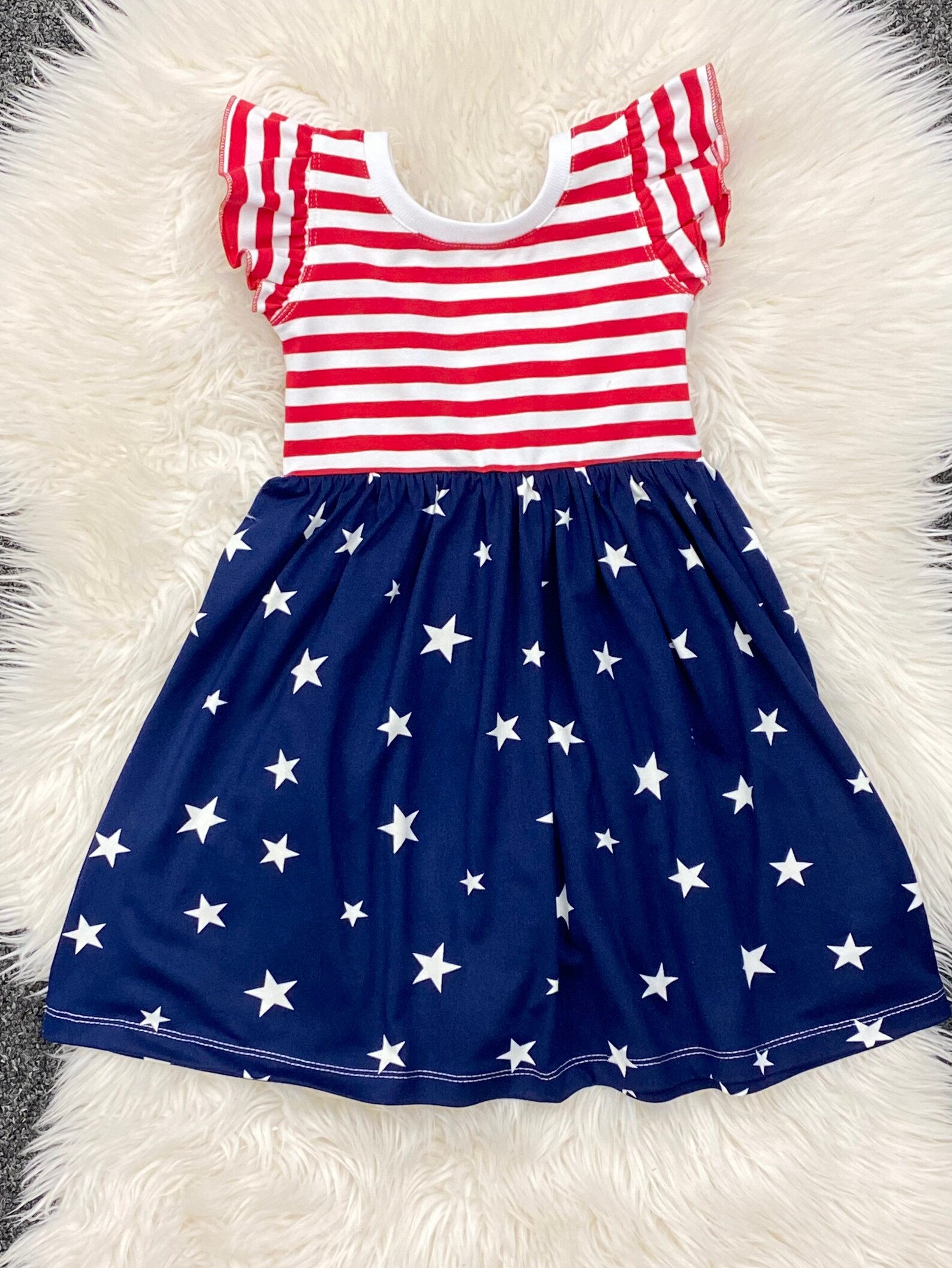 American Flag Star Stripes Girls Dress / Girls Independence Day Outfits ...