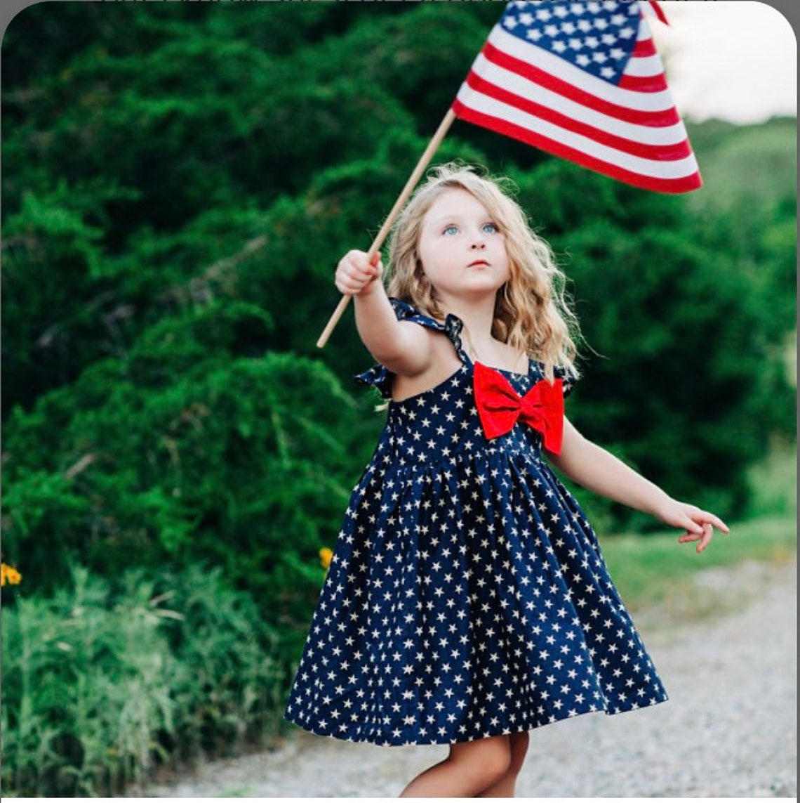 American Flag Girls Outfits / White Red Blue Star Outfits / Star Dress ...