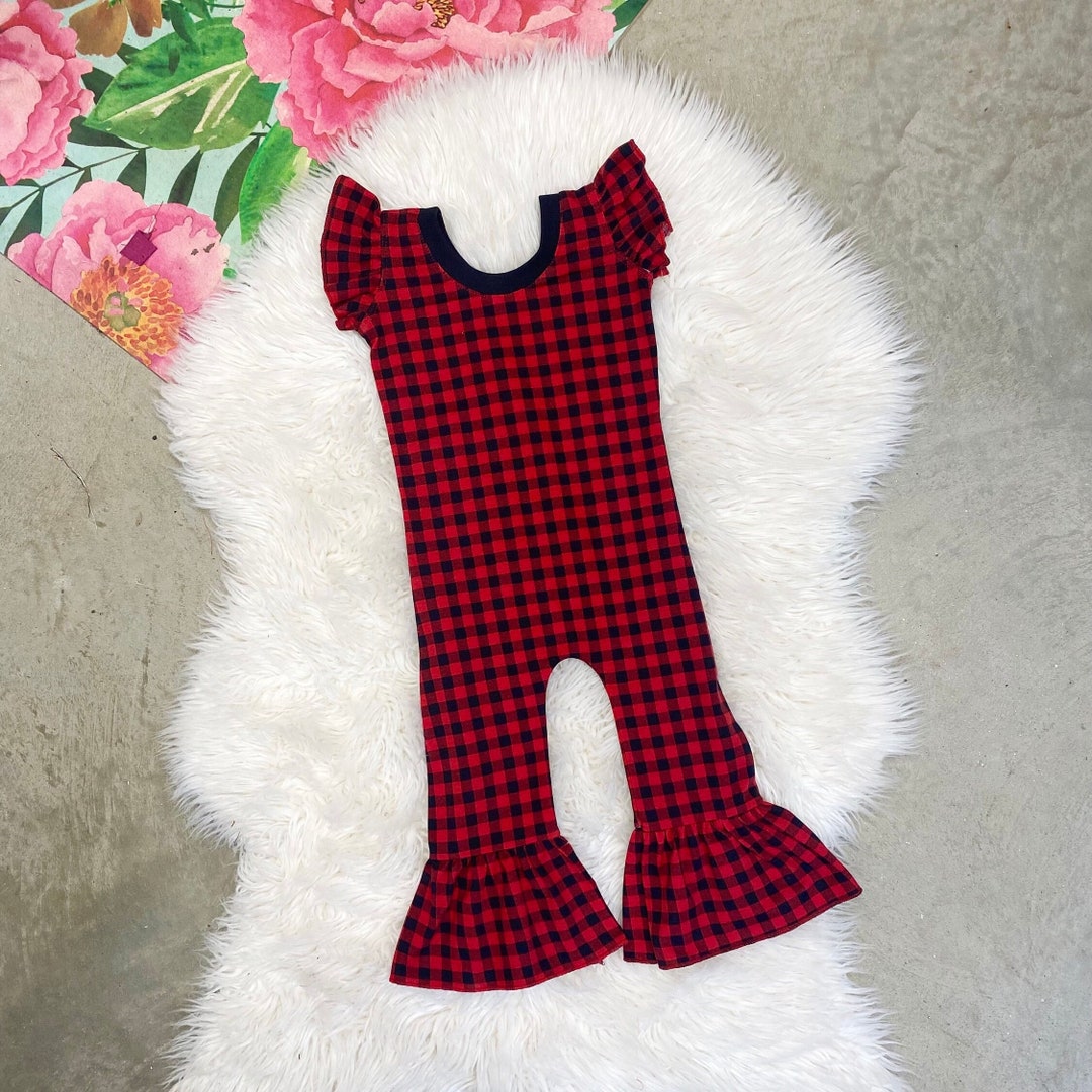 Valentines Red Check Girls Belle Bodysuit, Checkered Belle One Piece ...