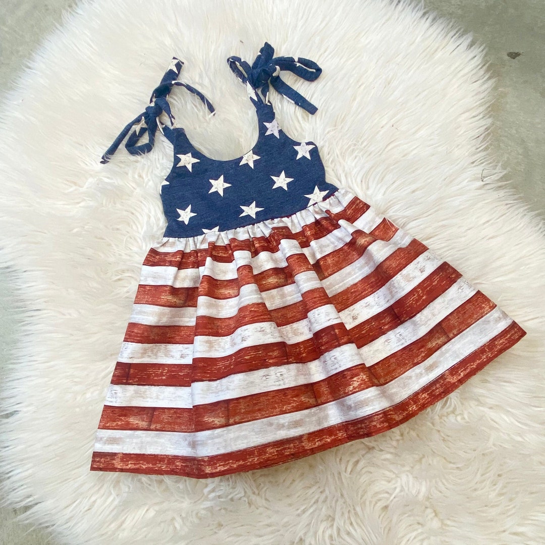 Blue Star Dress, Red White Blue Girls Dresses, American Flag Outfits ...