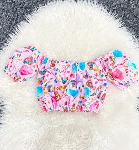 Long Sleeves Crop Tops Cotton Candy Top Boho Girls Crop Top | Etsy