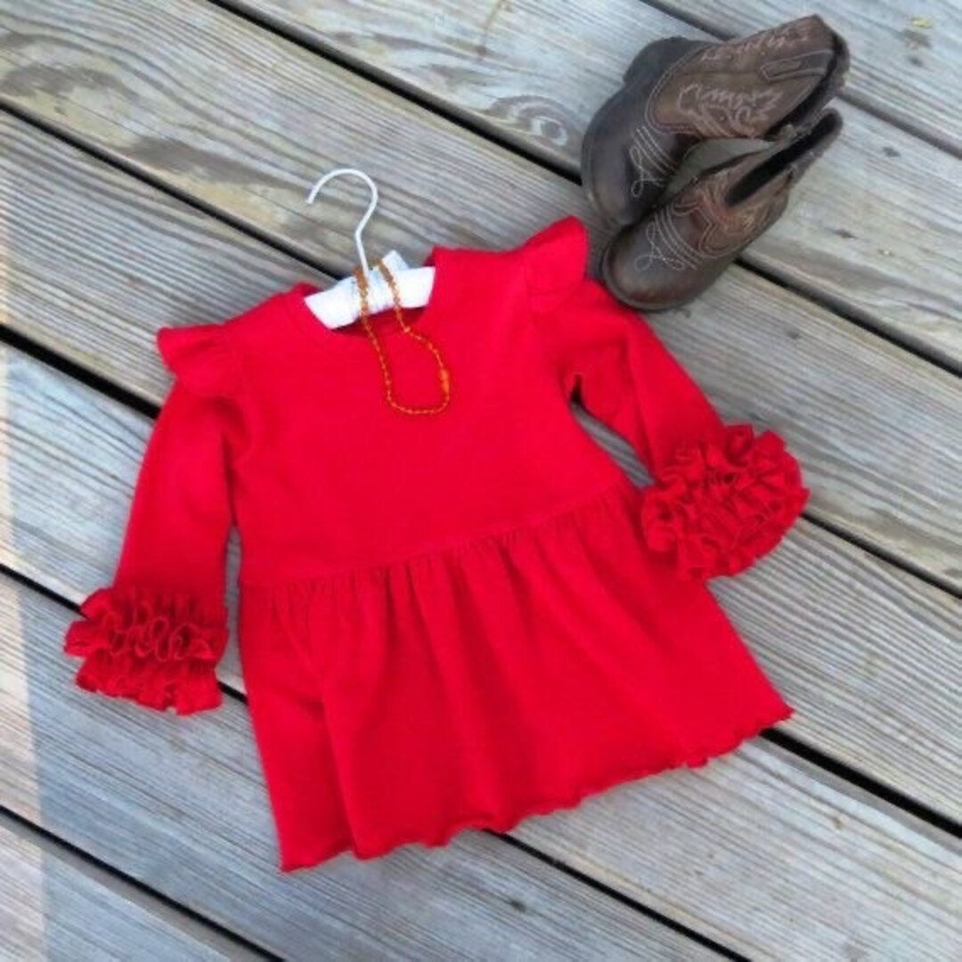 Mustard Ruffle Sleeves Tunic, Cream Toddler Thanksgiving Tunic, Newborn ...