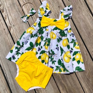 Lemon Birthday Toddlers Dresses, Girls Lemon Outfit, Girls Lemon ...