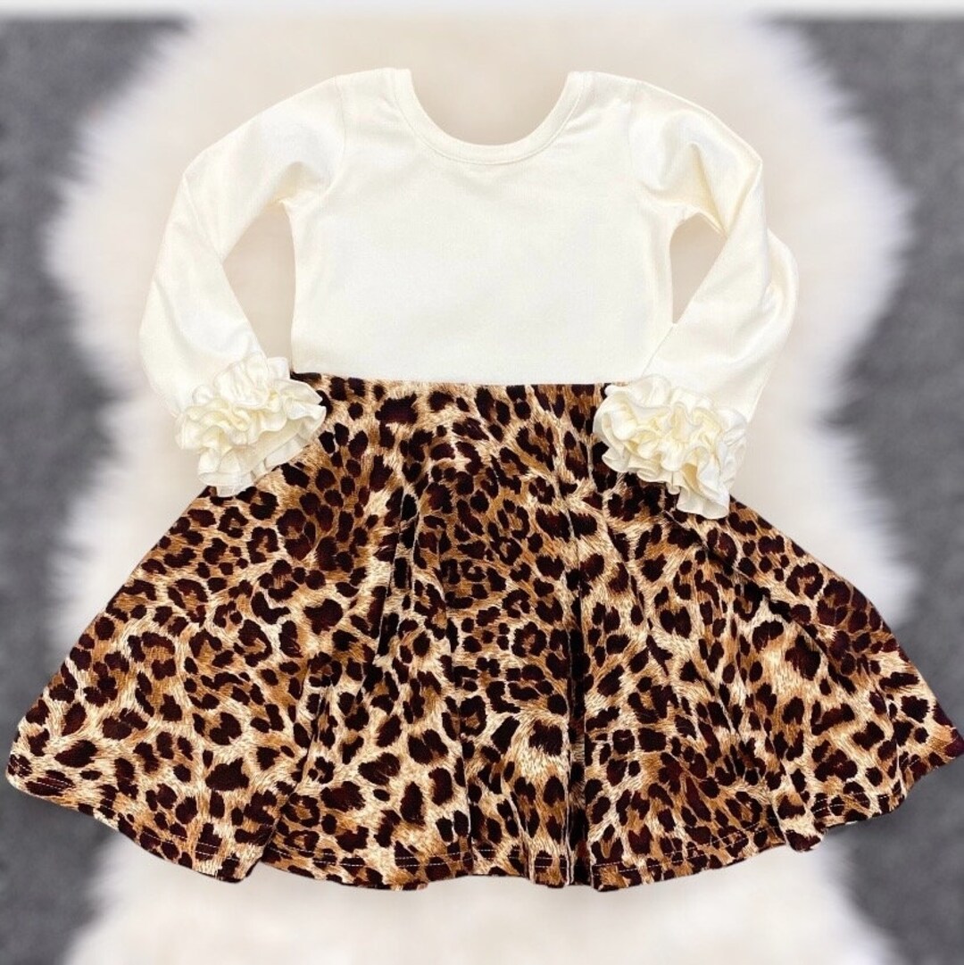 Wilde ONE Long Ruffle Sleeves Girls Outfits / Toddler Animal Print Long ...