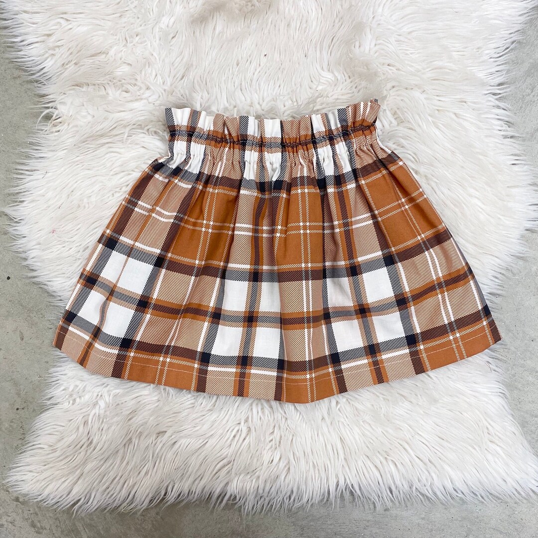 High Waisted Rust Plaid Girls Skirt, Rust Plaid Boho Skirt , Harvest ...