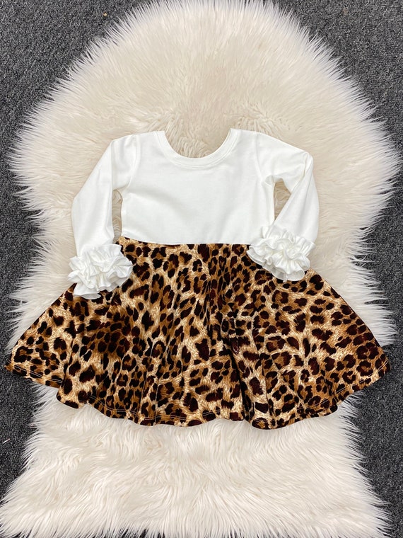 Birthday girls cheetah long sleeves dresses baby girls animal | Etsy