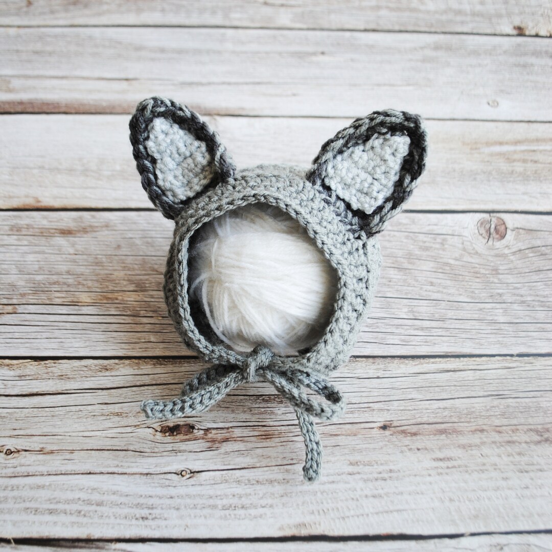 Crochet Knit Wolf Dog Bonnet Hat Fall Photography Halloween Costume ...