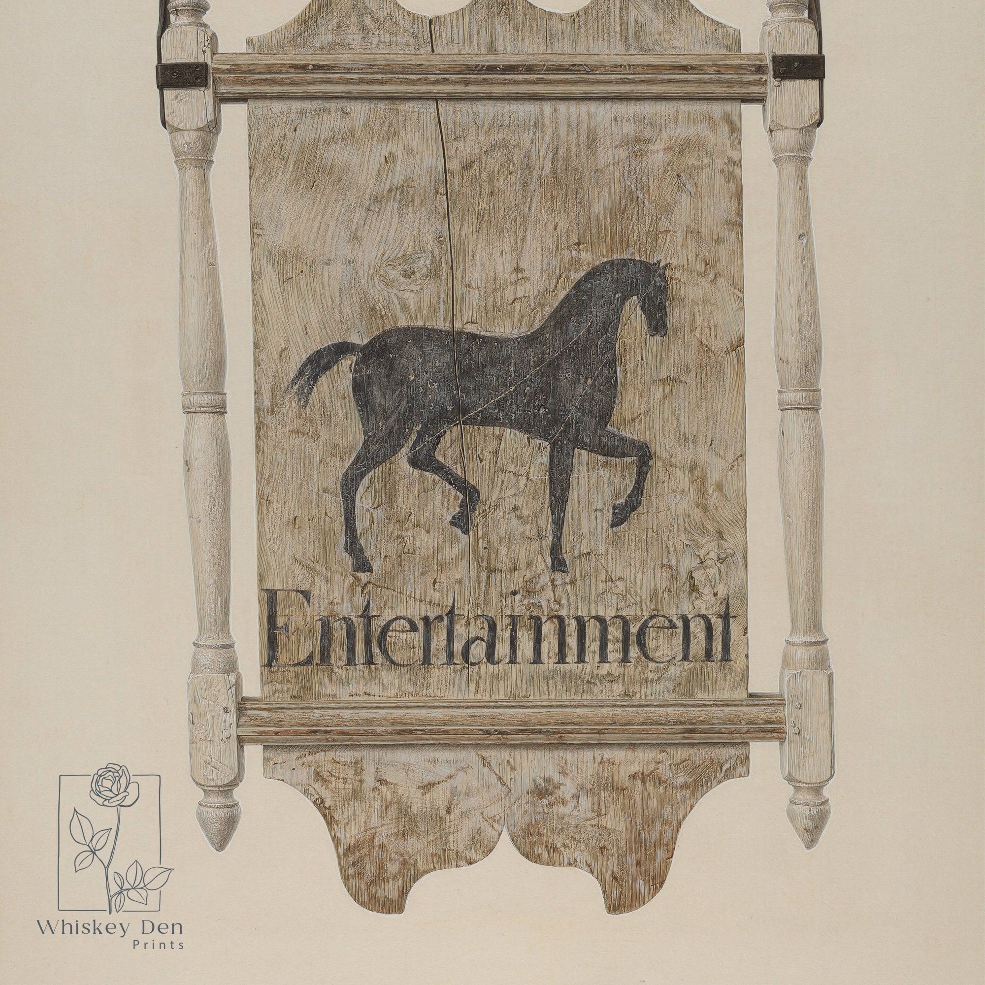 PRINTABLE. Black Horse Tavern Sign. Vintage Signwriting. Equine Artwork ...