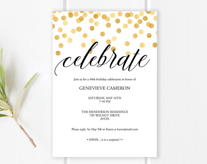 Confetti Invitation Printable Editable PDF Template - Etsy