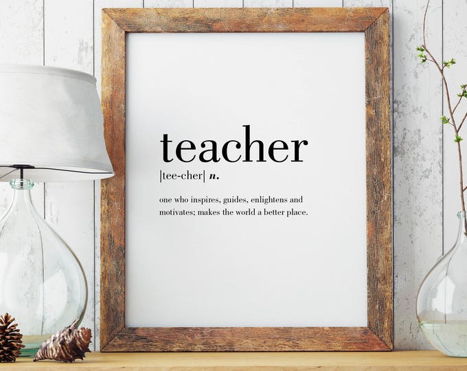 Teacher Definition Print Teacher Wall Art Teacher Poster Minimal Print ...