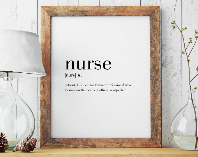 Nurse Definition Printable Wall Art Minimal Print Nurse Print Modern ...