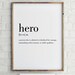 Hero Definition Print Wall Art Poster Minimal Print Hero Print Modern ...