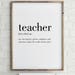 Teacher Definition Print Teacher Wall Art Teacher Poster - Etsy