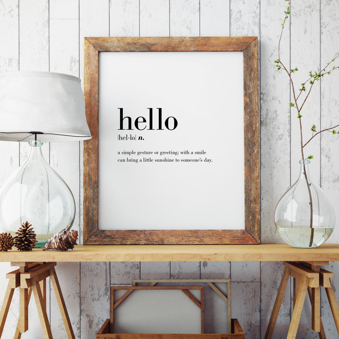 Hello Definition Print Modern Print Hello Minimal Print - Etsy