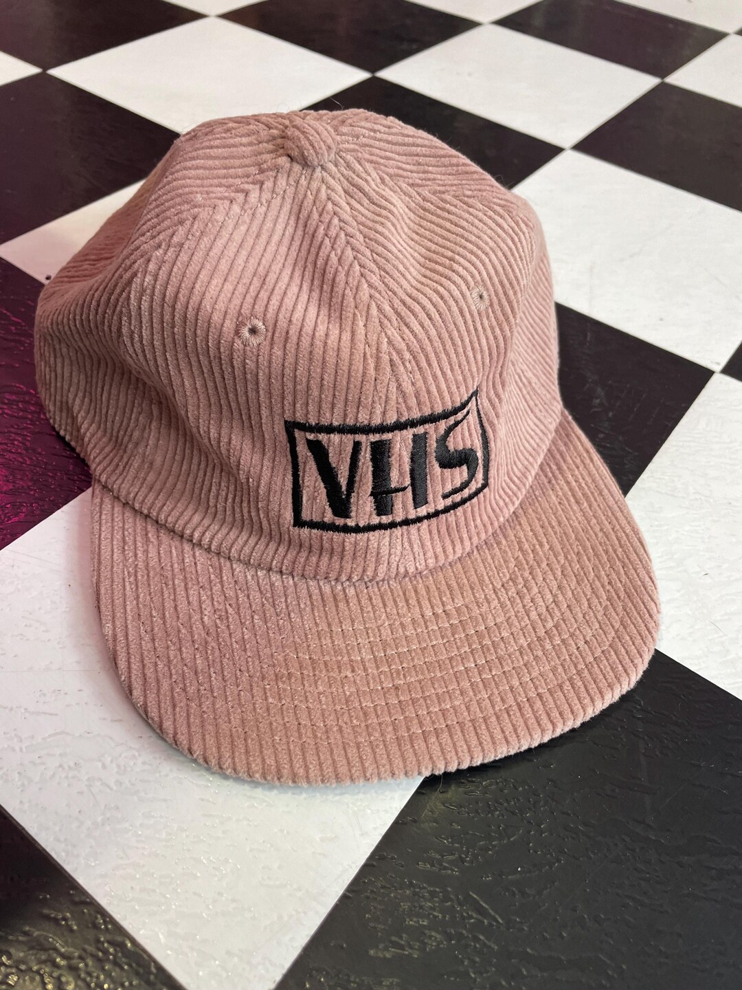VHS Embroidered Pink Cord Hat - Etsy