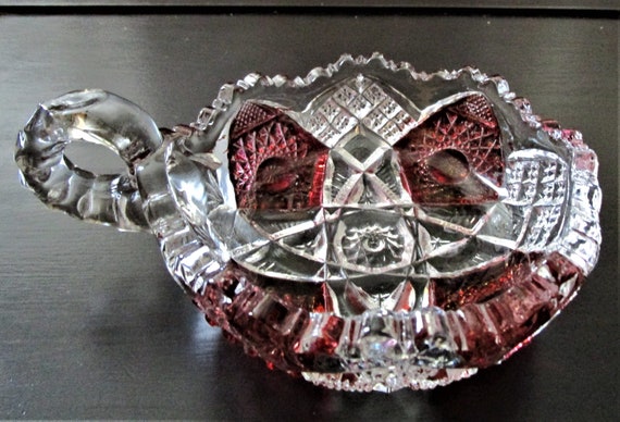 Imperial Glass Ruby Flash Handled Nappy Dish Circa 1950s - Etsy