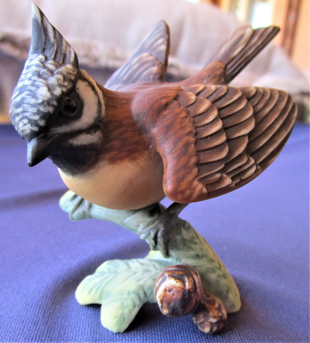 AK Kaiser Germany Bisque Porcelain Crested Tit Mouse 469 Vintage 1970s ...