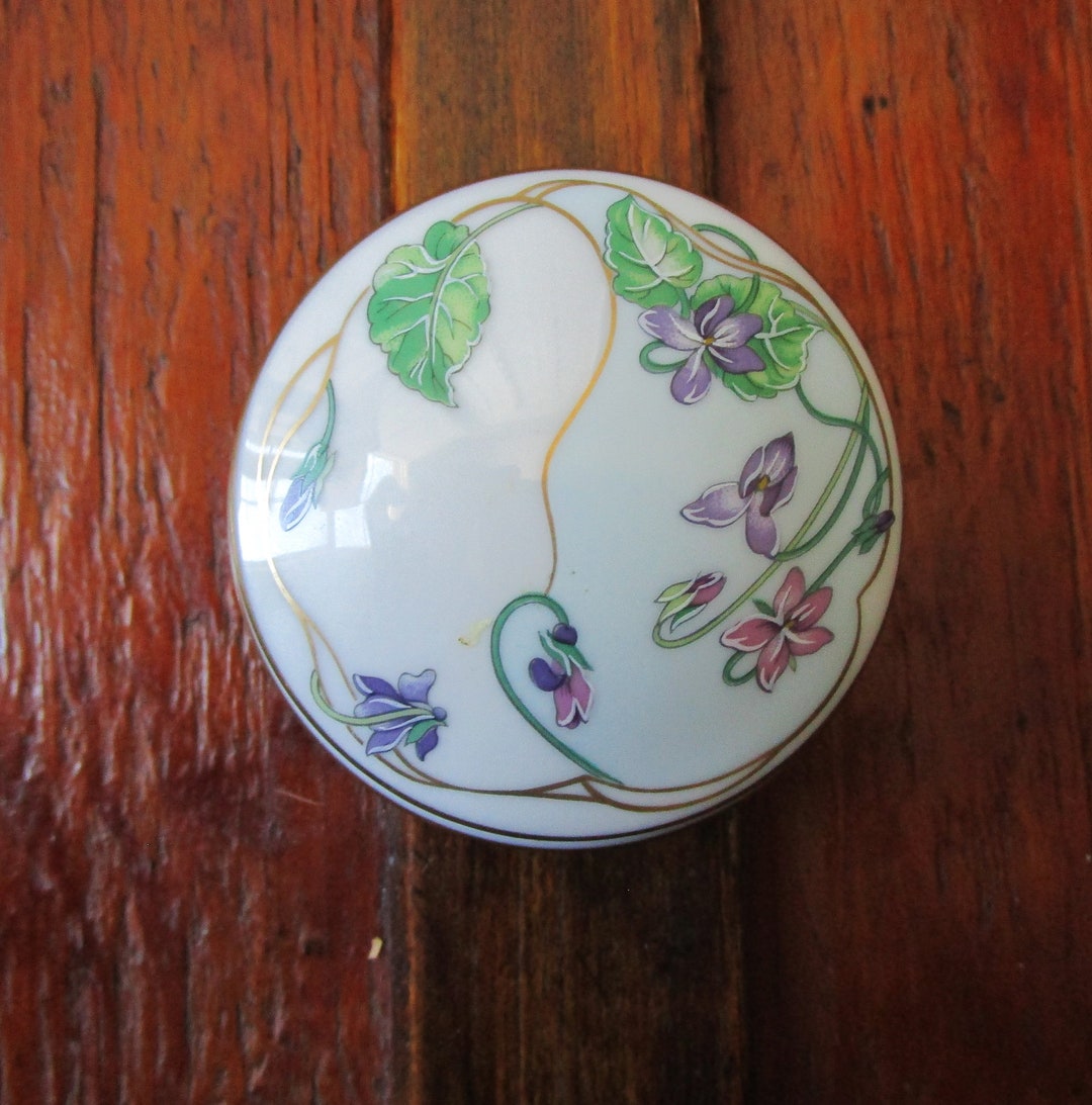 Vintage Limoges Castel Porcelain Deco Lidded Trinket Vanity Box Circa ...