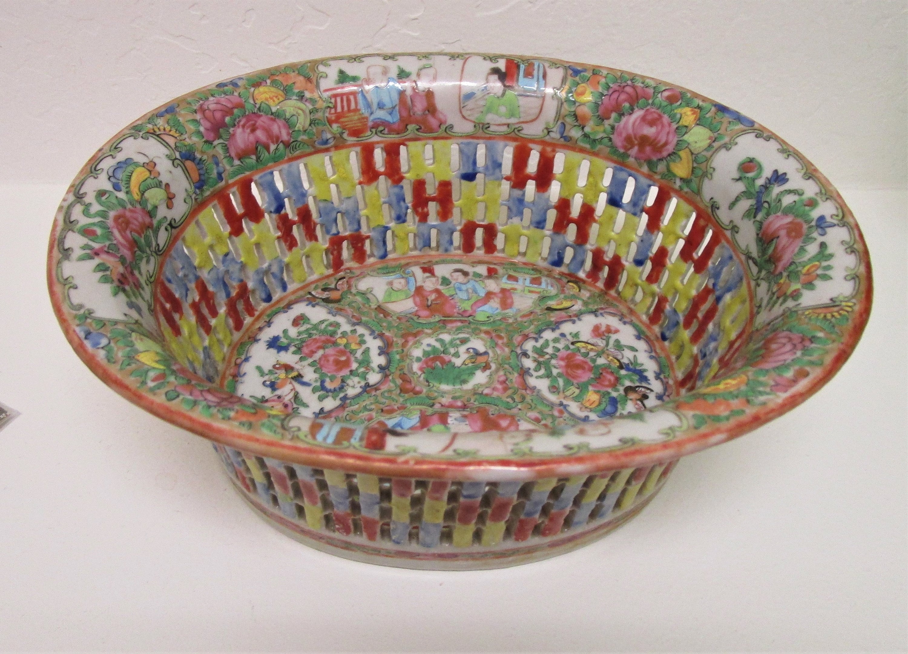 Antique Chinese Rose Medallion Bowl Basket Reticulated Pierced - Etsy ...