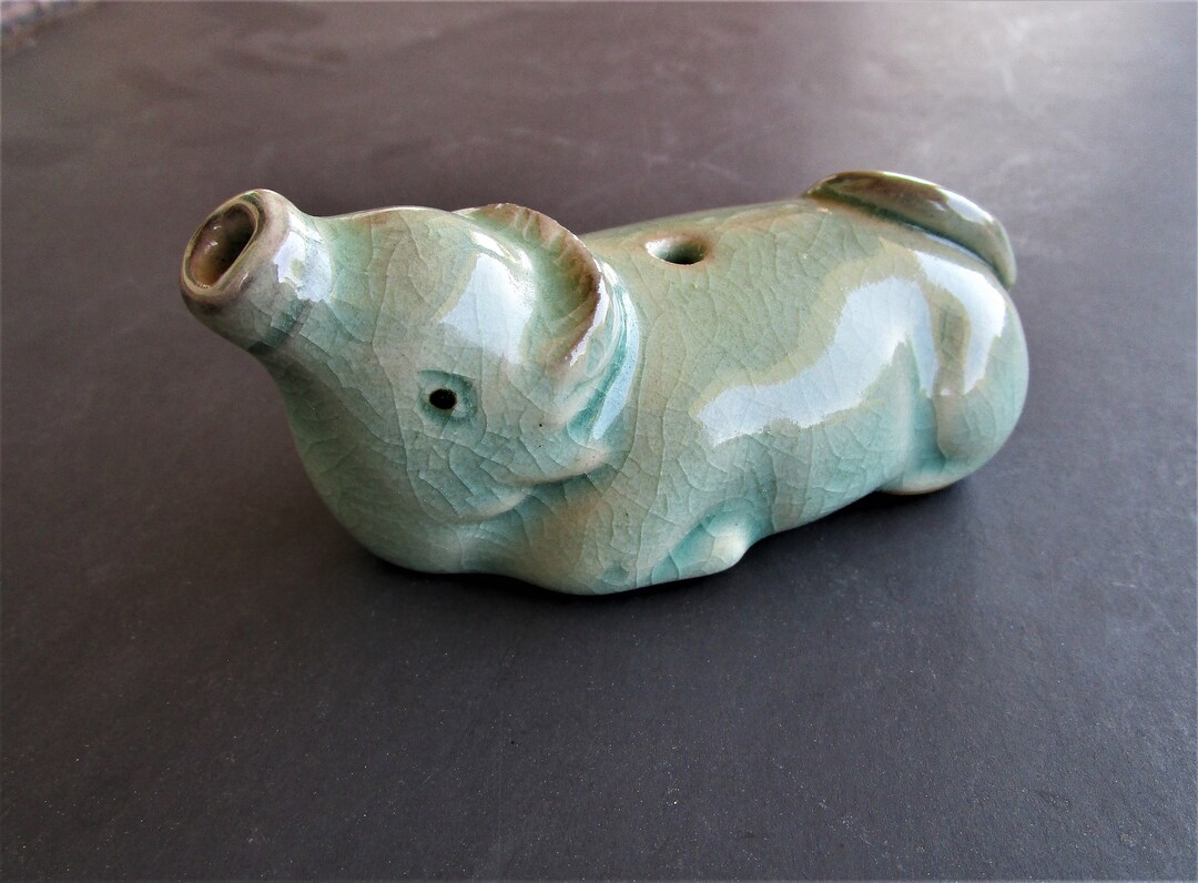 Calligraphy Water Dropper Celadon Pig Hallmarked Antique Figure Circa ...