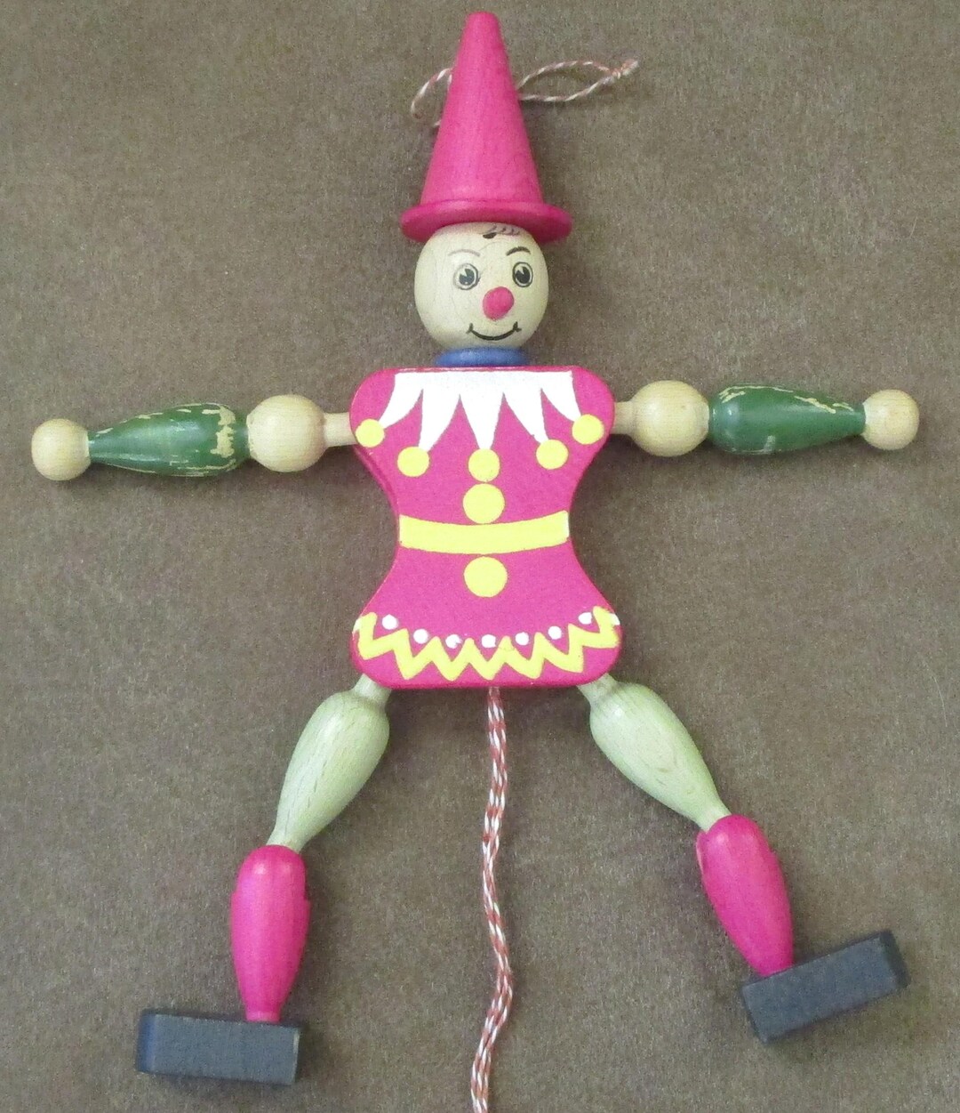 Vintage Austria Wood Jumping Jack Hand Painted Clown Christmas Ornament ...