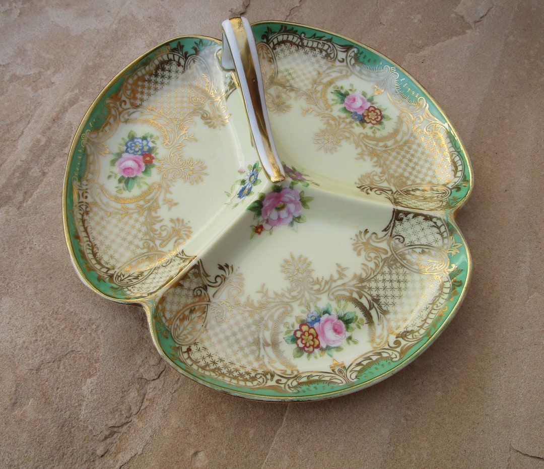 Antique Noritake Divided Nappy Bon Bon Dish Gold Guilt Circa 1930-40s ...