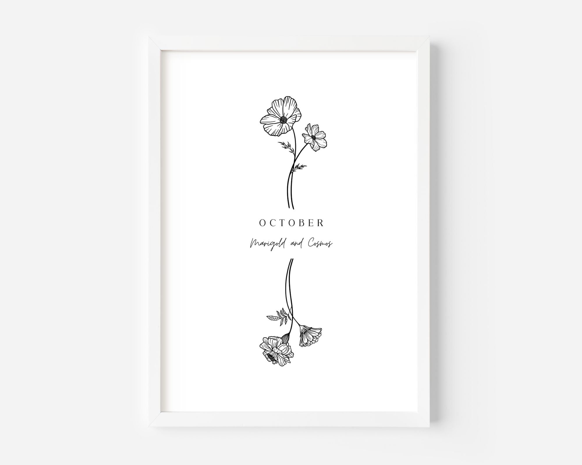 October Birth Month Flower Wall Art | Minimalistic Birthday Gift ...