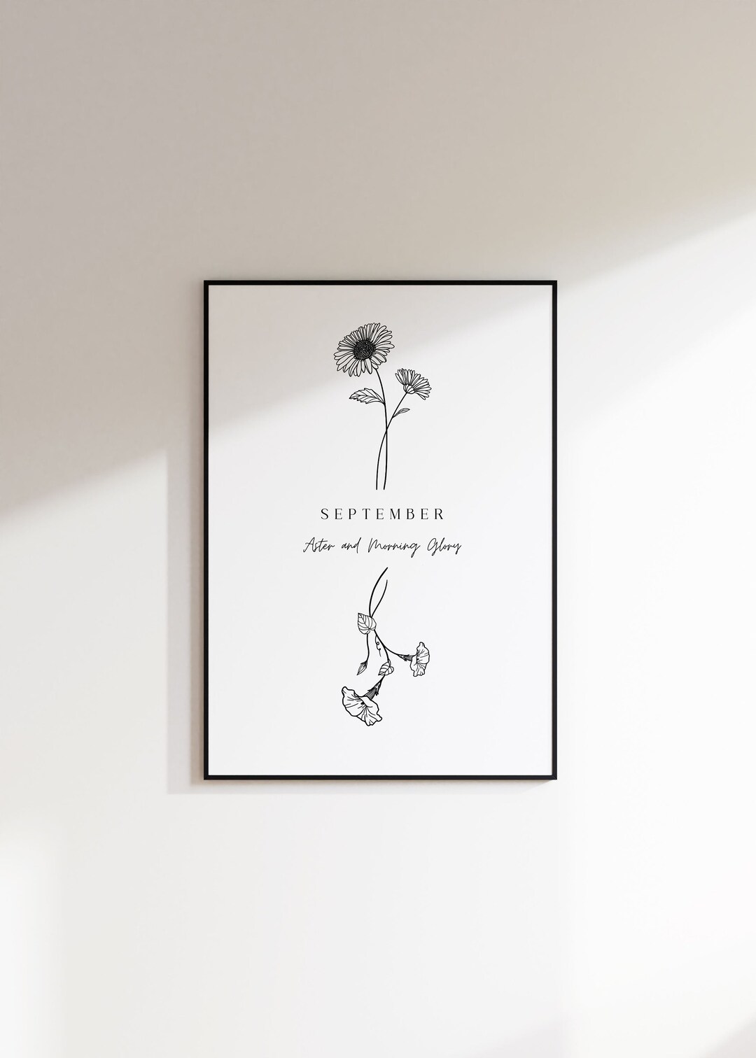 September Birth Month Flower Wall Art | Minimalistic Birthday Gift ...