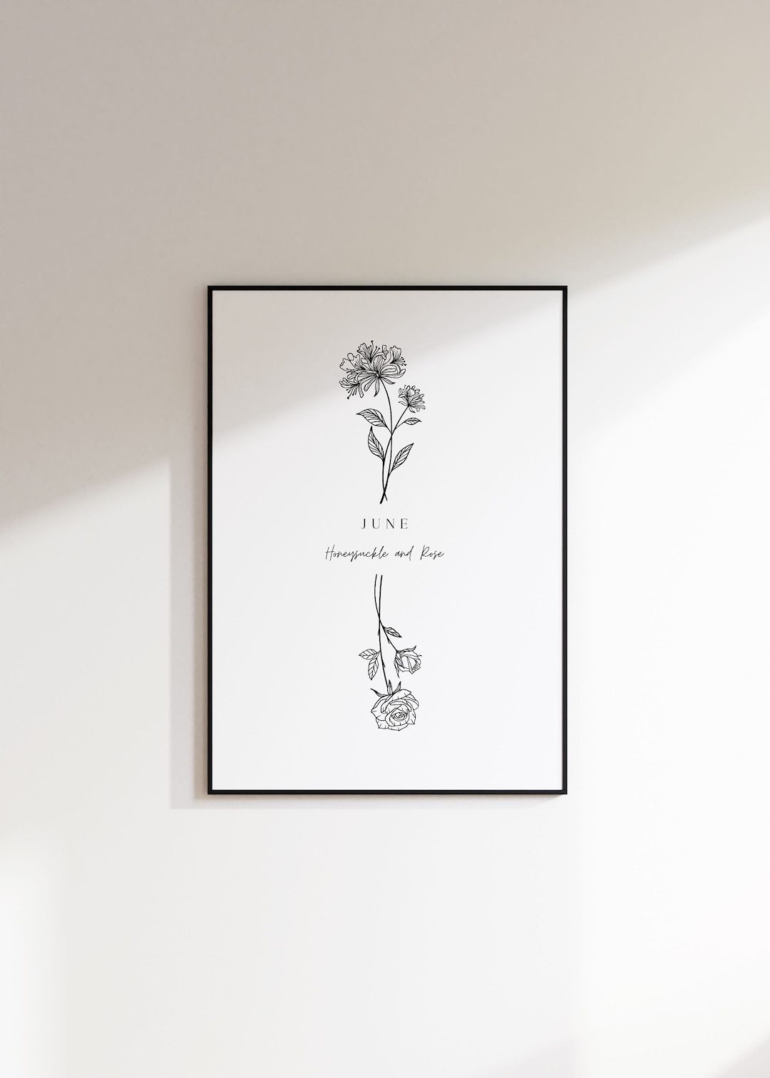 June Birth Month Flower Wall Art | Minimalistic Birthday Gift ...