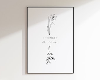 Narcissus December Birth Flower Art Print - Etsy