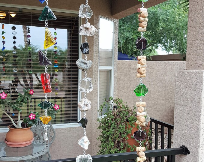 5 Ft Rain Chain in Black, Clear Glass and Grey-ish Rocks - Etsy