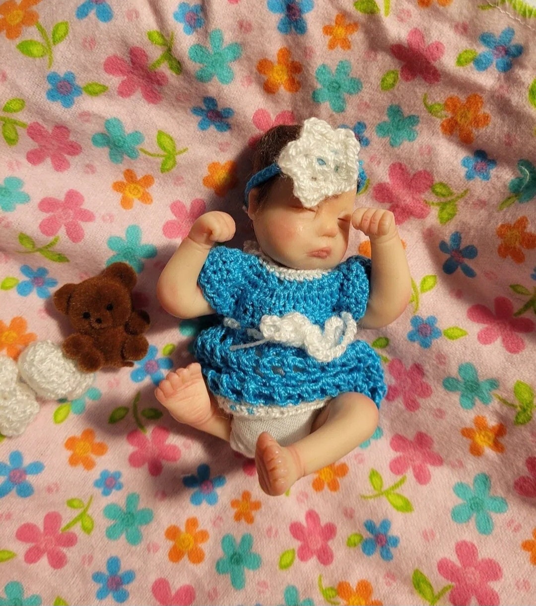 Baby Doll Polymer Clay Girl Miniature 4.75 Inches Sculpt One of a Kind ...