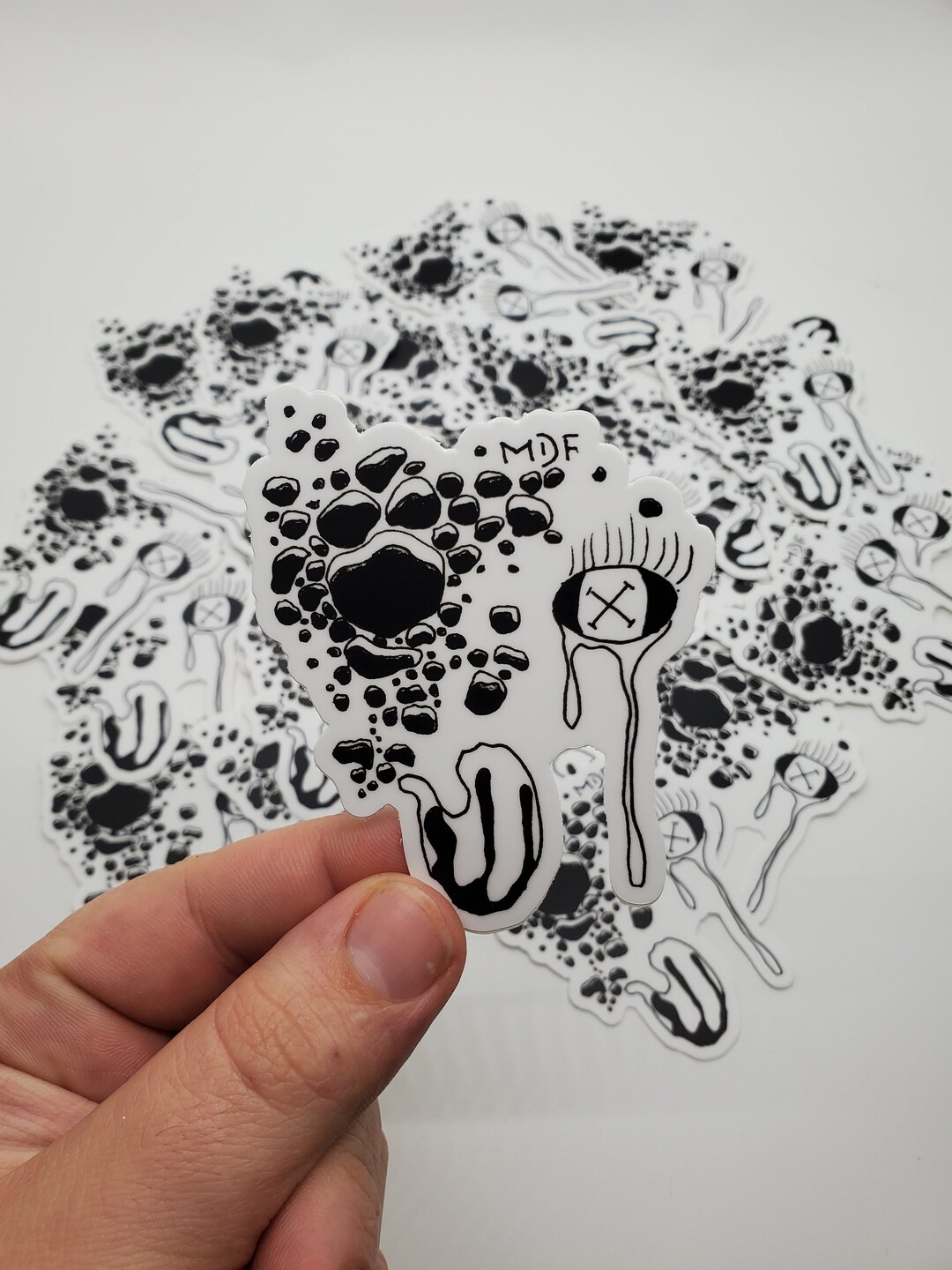 Black and White Drip Face Sticker - Waterproof - Etsy