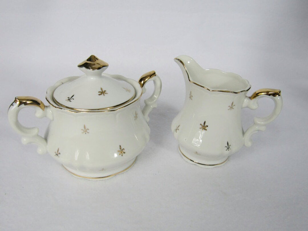 Vintage LEFTON CHINA White Porcelain Creamer and Sugar Bowl With Lid ...