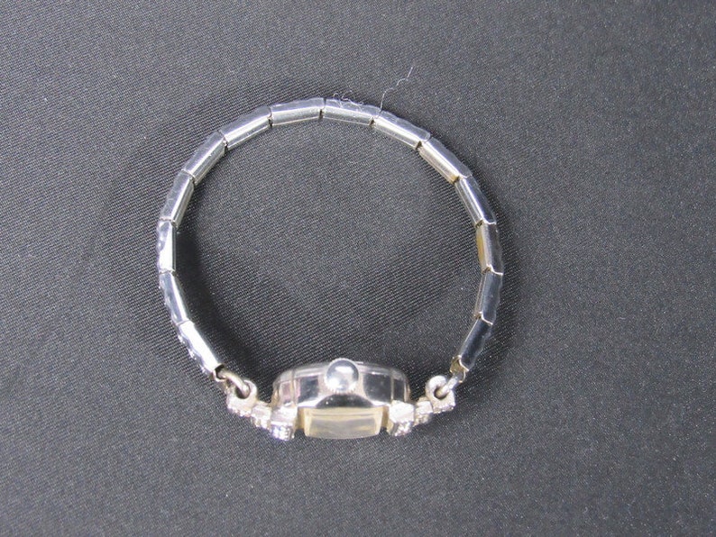 Vintage 1950's WOLDMAN Women's Silver Tone With Clear Rhinestones Watch ...