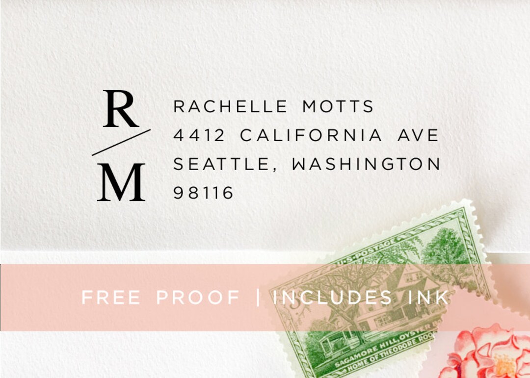 Modern Monogram Pre-inked Return Address Stamp - Etsy