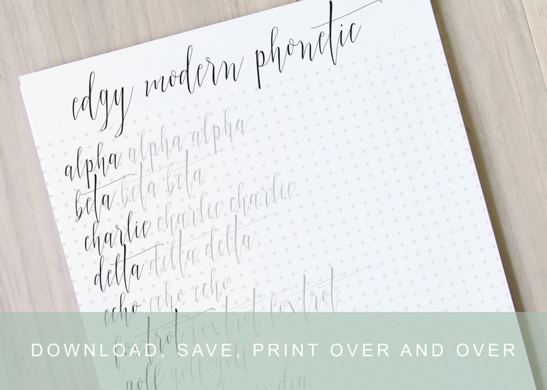 Edgy Modern Calligraphy Practice Worksheets: Military Alphabet (PDF ...