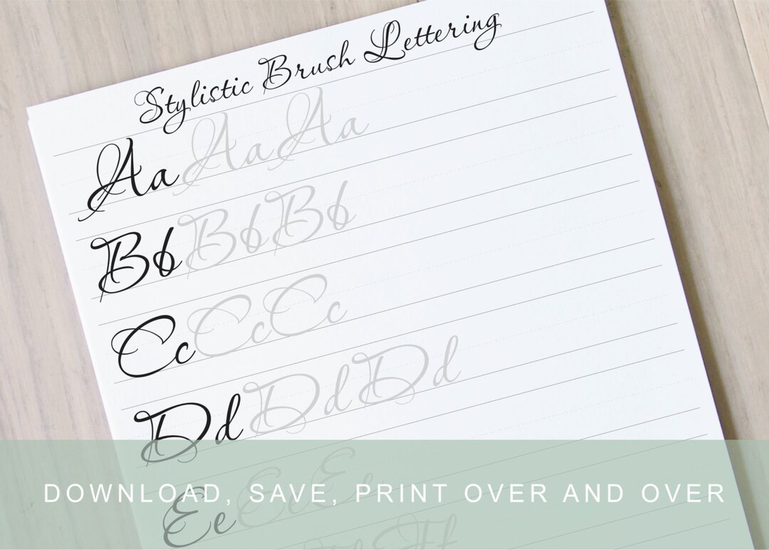Stylyistic Brush Lettering Worksheet, Learn Brush Lettering, Learn ...