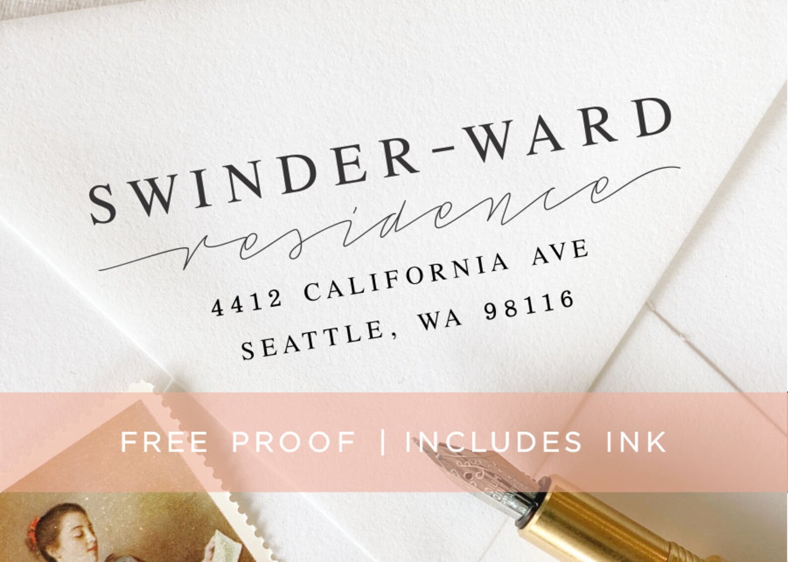 Custom Address Stamp: Classic Residence, Blended Family, Pre-inked - Etsy