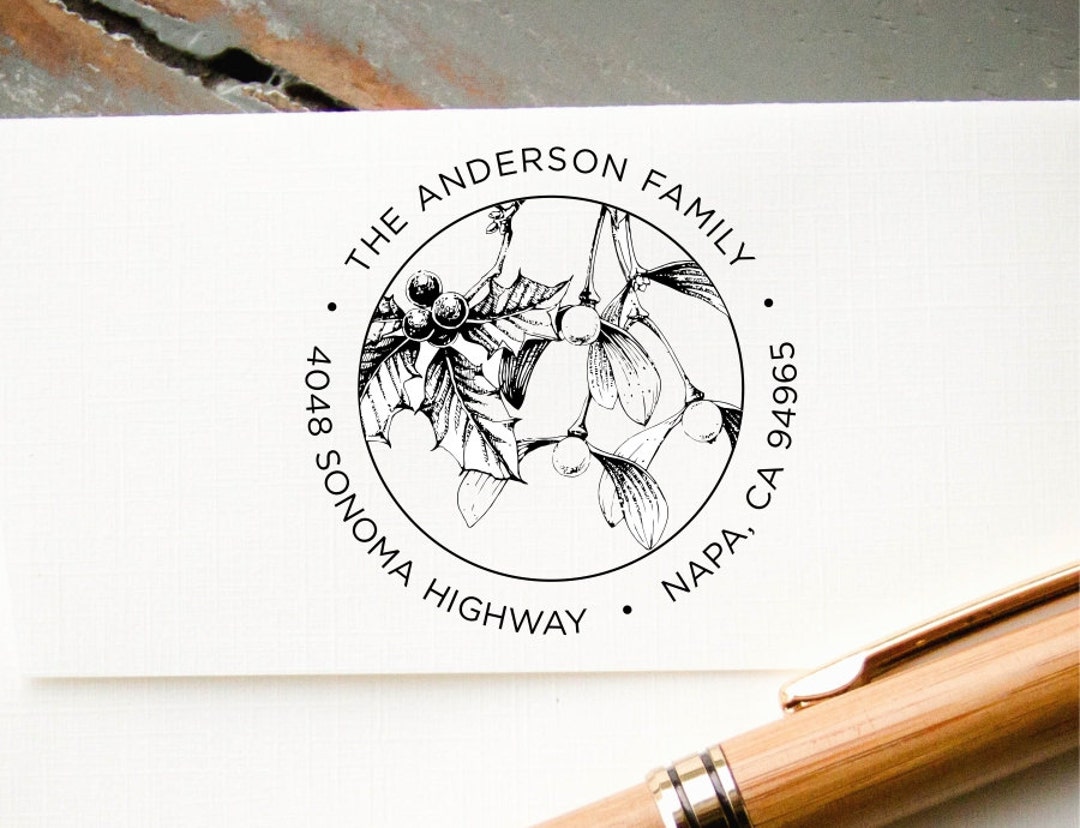 Christmas Card Stamp, Holiday Stamp, Self Inking Return Address Stamp ...