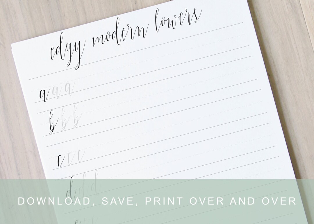 Edgy Modern Calligraphy Practice Sheets: Lowercase Lettering (PDF ...