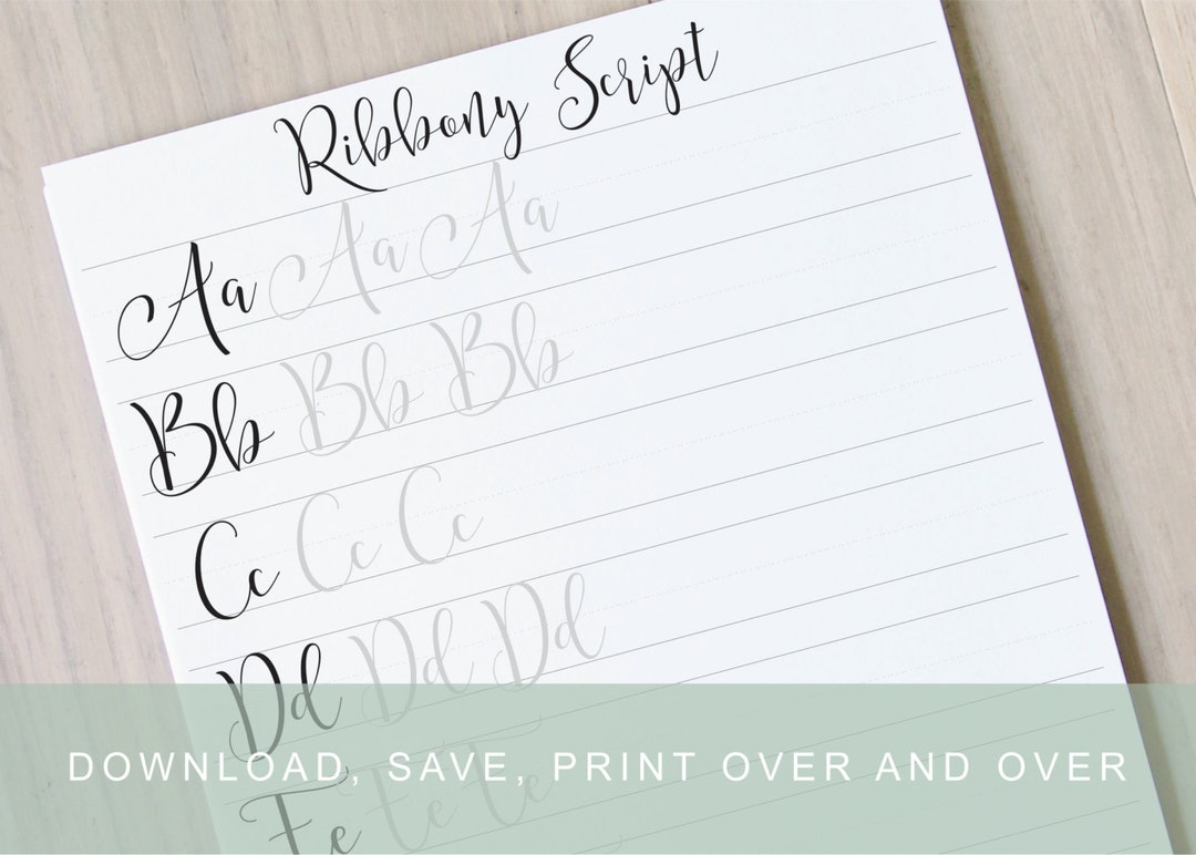 Ribbony Lettering Worksheet, Learn Brush Lettering, Learn Modern ...