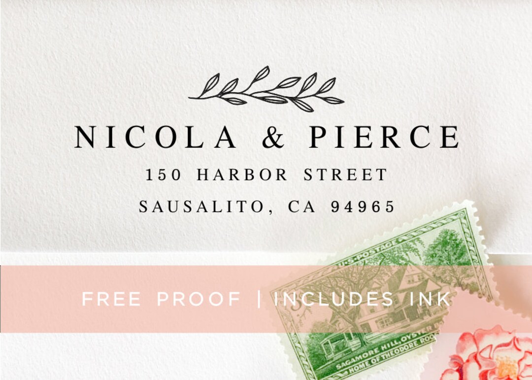 Personalized Foliage Address Stamp: Custom Pre-inked Rubber Stamp - Etsy