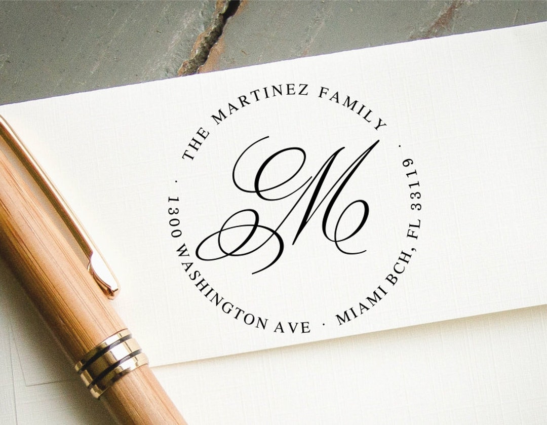 Monogram Self Inking Return Address Stamp, Custom Pre-inked Stamp ...