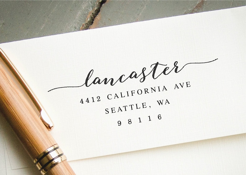 Self Inking Return Address Stamp, Hand Calligraphy Font, Custom Stamp ...