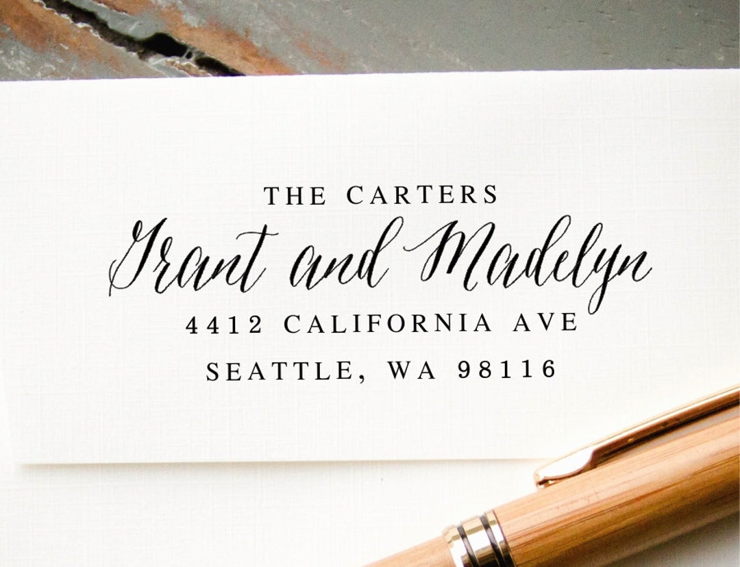 Hand Calligraphy Font Self Inking Address Stamp, Custom Return Address ...