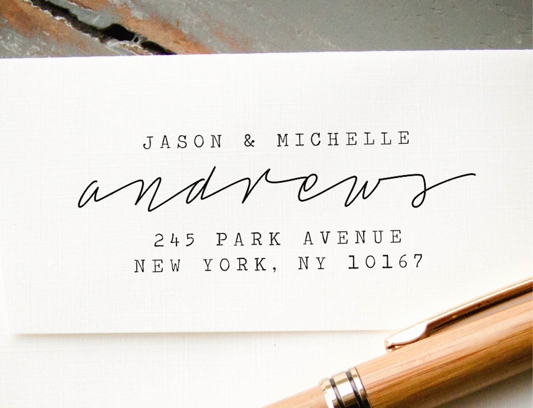 Personalized Calligraphy Return Address Stamp - Self Inking - Etsy